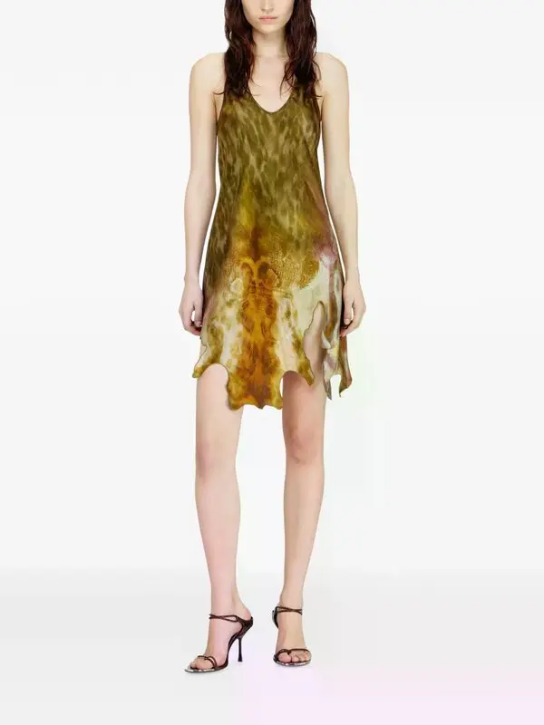 DIESEL® Short Satin Dress With Embroidered Hide-effect Hem