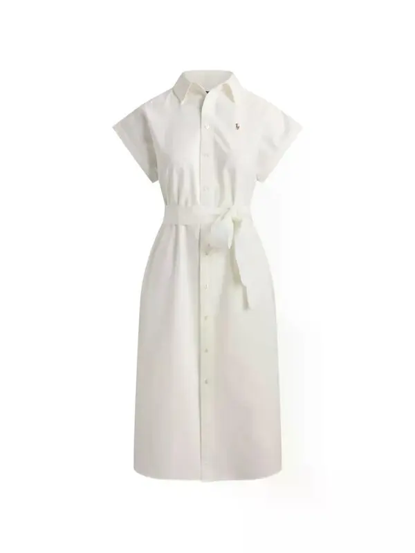 Polo Ralph Lauren Midi Belted Shirt Dress - White