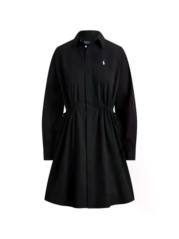 Polo Ralph Lauren Cotton Mini Shirt Dress With Drawstring Detail - Black