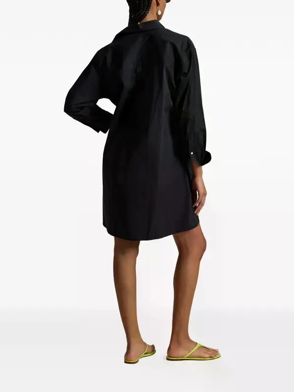 Polo Ralph Lauren Cotton Mini Shirt Dress With Drawstring Detail - Black