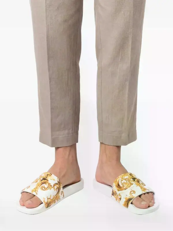 Versace Printed Slides - White