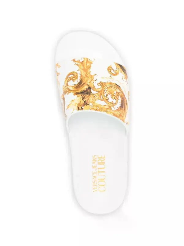Versace Printed Slides - White