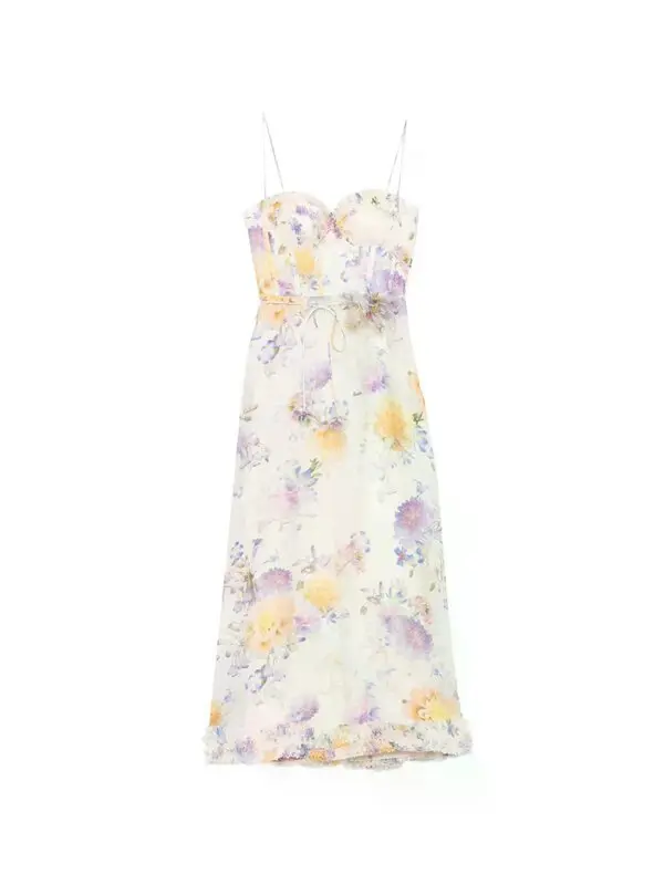 Zimmermann Luna Ruffle Midi Dress - Neutrals
