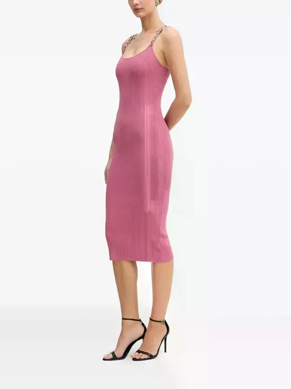 Michael Kors Ribbed Knit Chain Strap Midi Dress