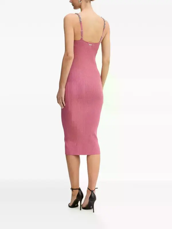Michael Kors Ribbed Knit Chain Strap Midi Dress