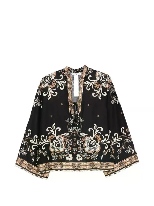 TWINSET Floral Print Tie-fastening Blouse - Black