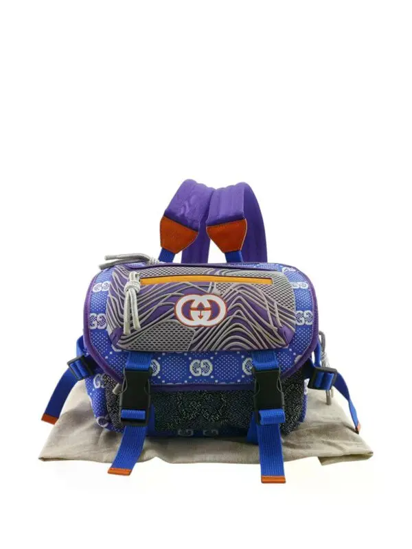 Gucci Small Gg Nylon Daypack Backpack - Blue