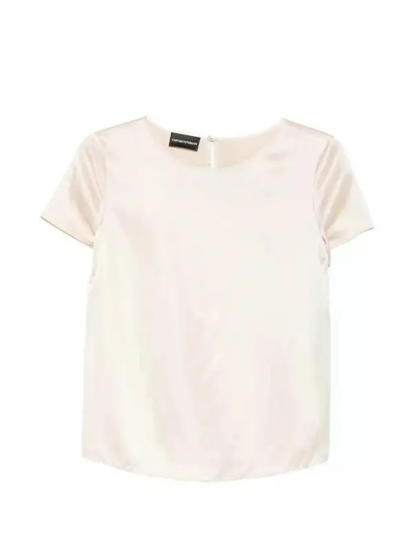 Emporio Armani Silk Short Sleeve Top - Neutrals