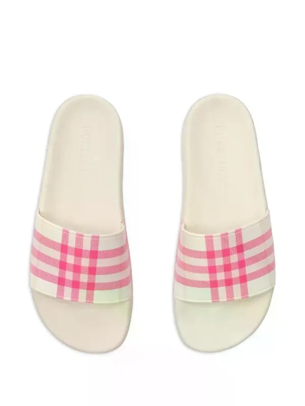 Burberry Check Slides - Neutrals