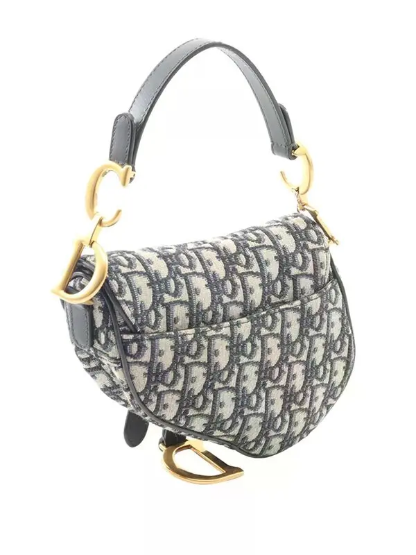 Dior 2020 Mini Oblique Canvas Saddle Bag Satchel - Brown