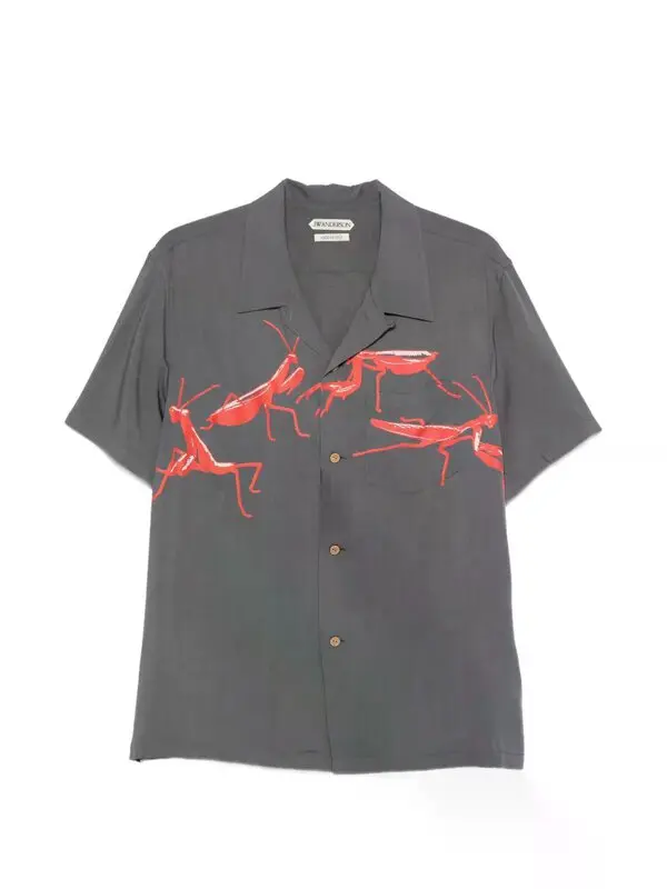 JW Anderson Graphic-print Chest-pocket Shirt - Grey