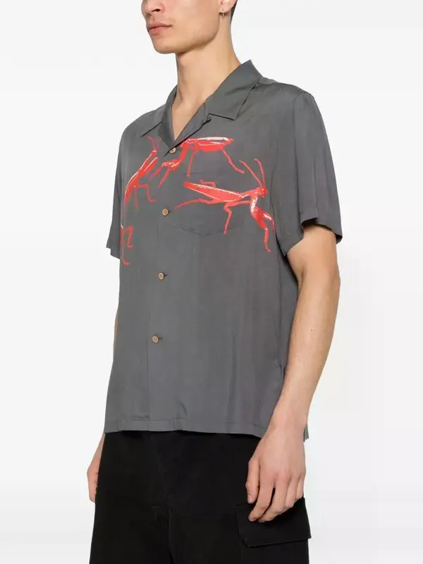 JW Anderson Graphic-print Chest-pocket Shirt - Grey