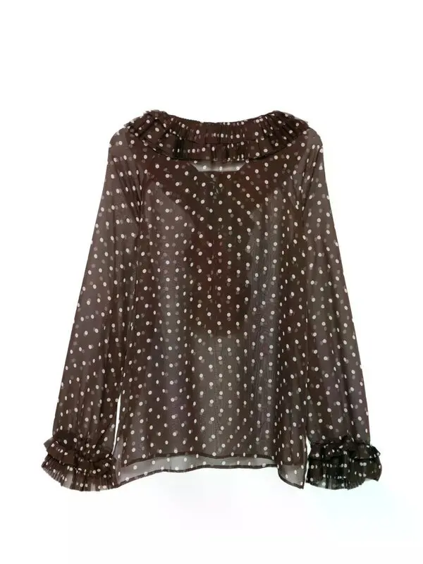 P.a.r.o.s.h Ruffled Polka-dot Blouse - Brown