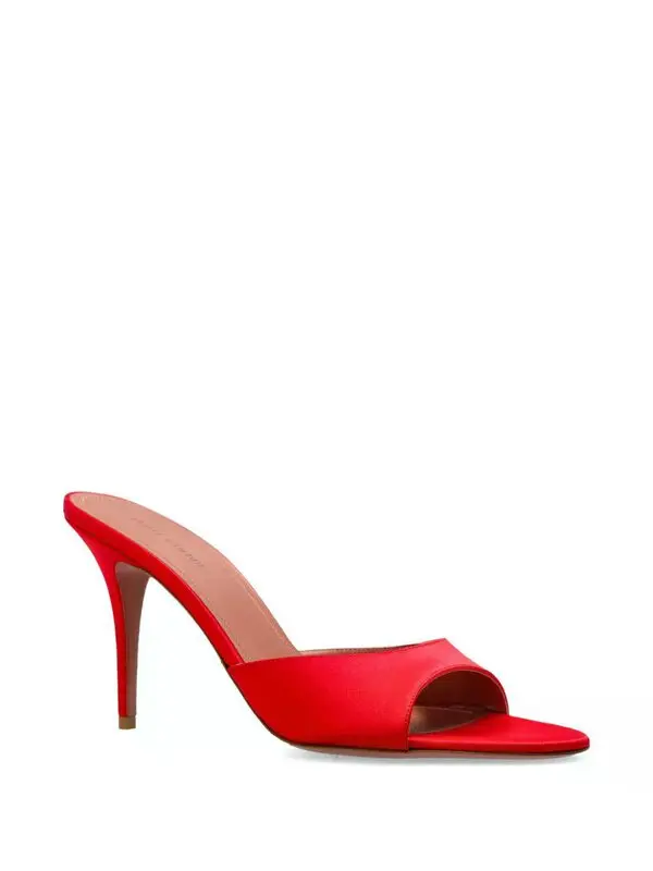 Amina Muaddi Elodie Satin Sandals - Red