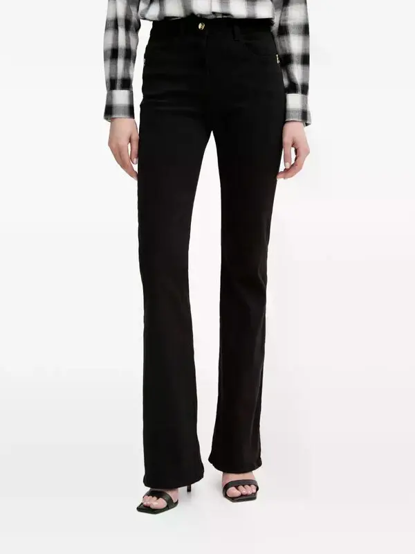 Patrizia Pepe High-rise Flared Jeans With Gold-tone Hardware - Black