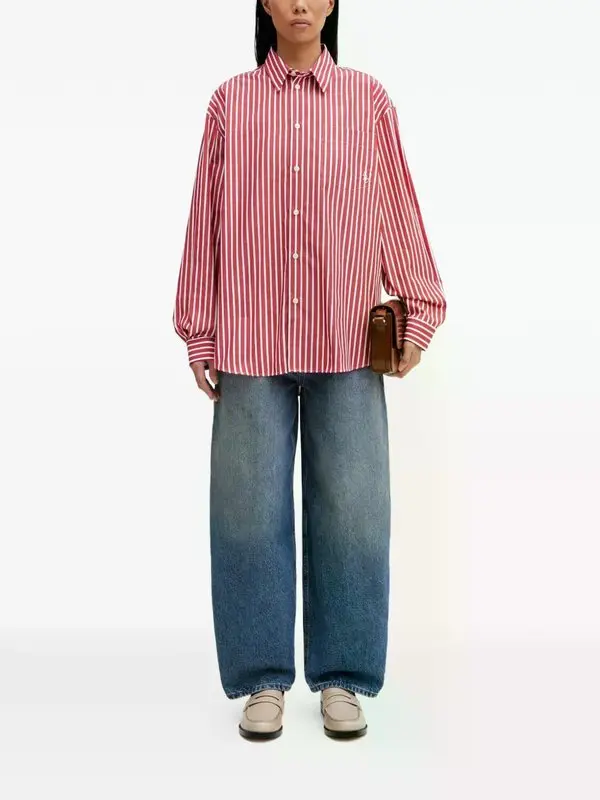 SPORTY & RICH Striped Pocket Shirt - Red