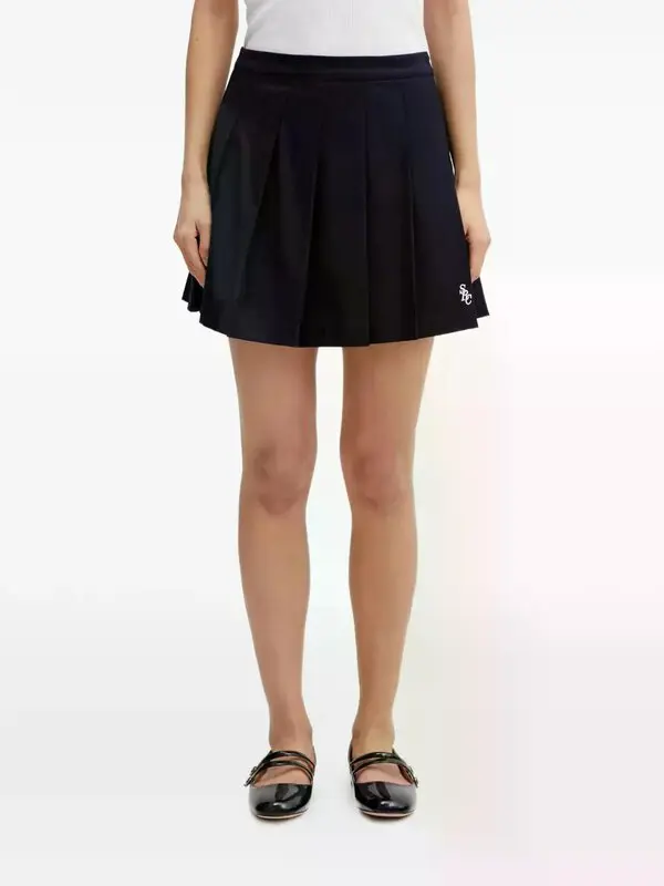 SPORTY & RICH Pleated Skirt With Embroidered Logo - Blue
