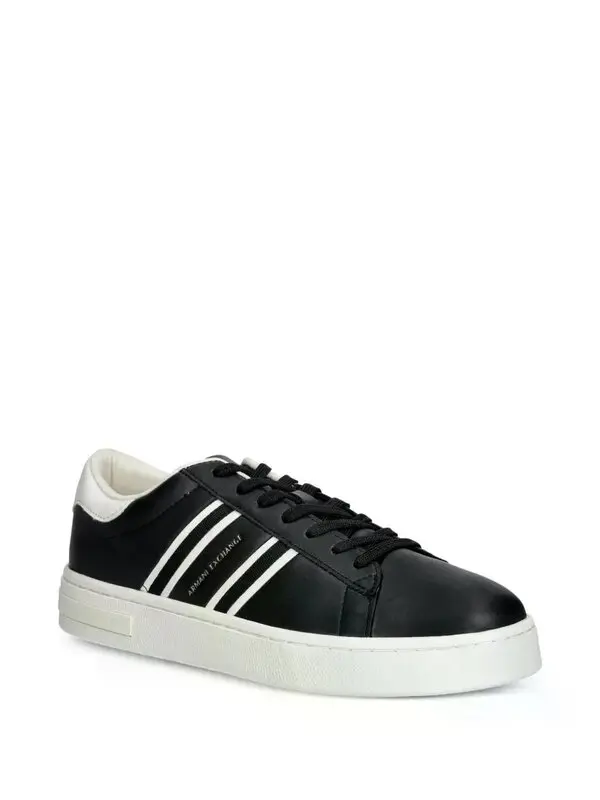 Armani Exchange Striped Lace-up Sneakers - Black
