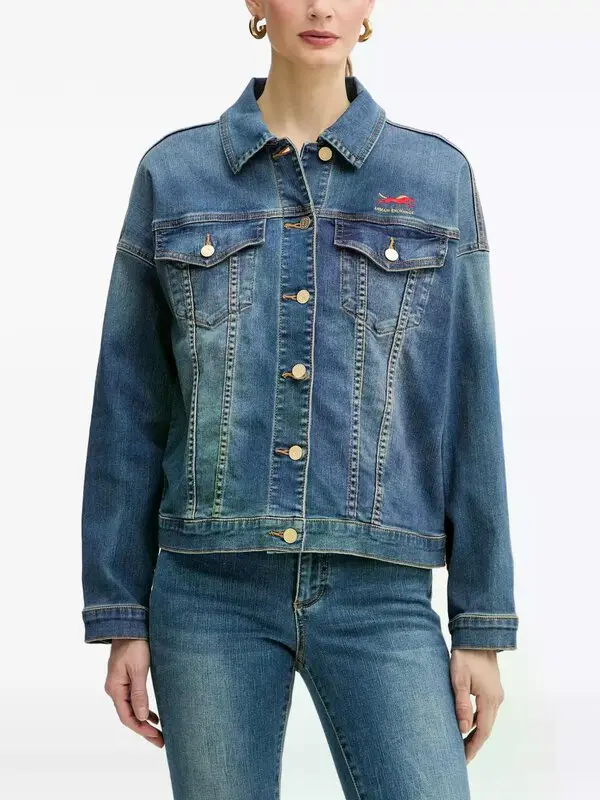 Armani Exchange Logo Embroidered Denim Jacket - Blue