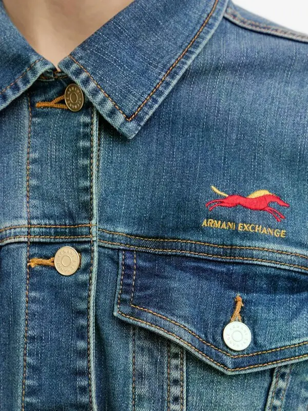 Armani Exchange Logo Embroidered Denim Jacket