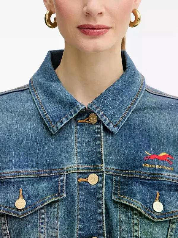 Armani Exchange Logo Embroidered Denim Jacket