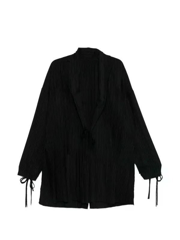 Yohji Yamamoto Striped Drawstring-cuff Jacket - Black
