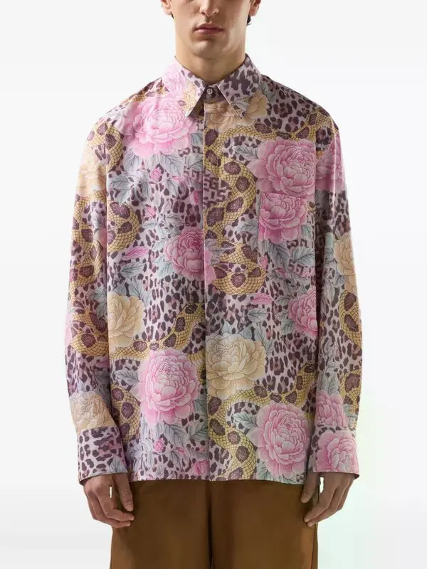 Gcds Animal-print Floral Shirt