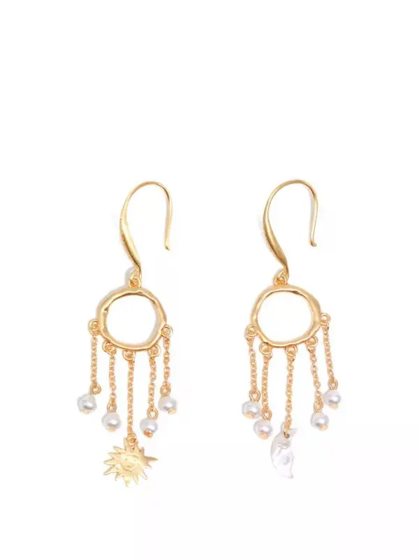 Bimba Y Lola Tone Sun And Moon Drop Earrings