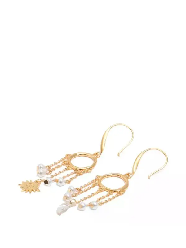 Bimba Y Lola Tone Sun And Moon Drop Earrings