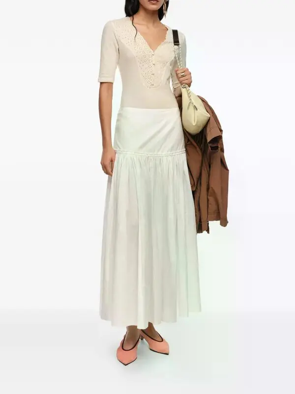 Bimba Y Lola Midi Gathered Cotton Skirt - White