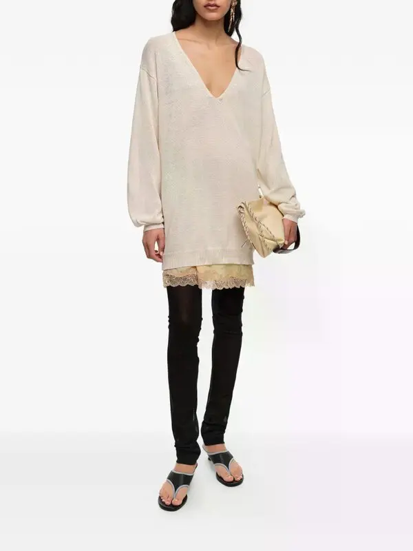 Bimba Y Lola V-neck Balloon Sleeve Top - Neutrals