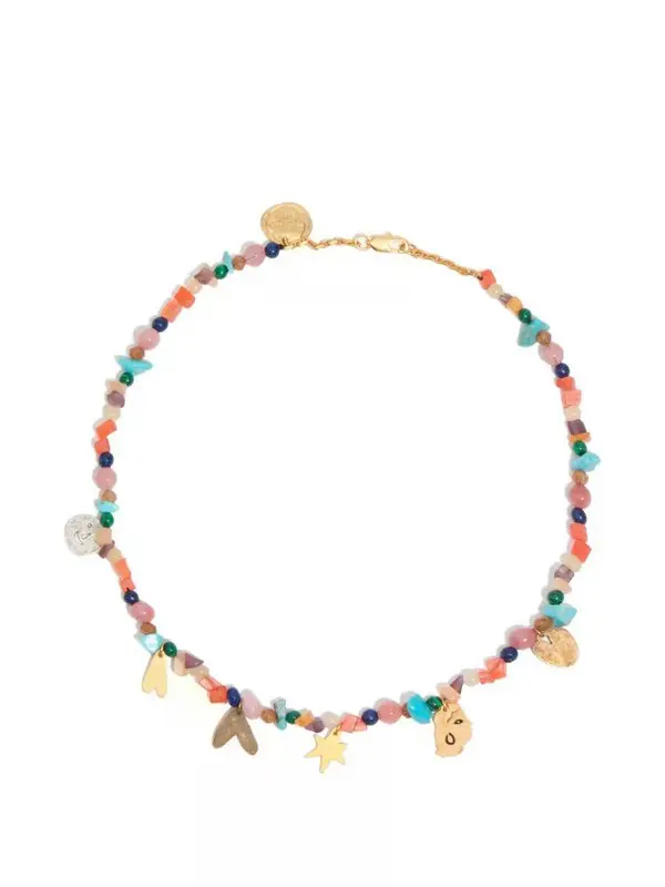 Bimba Y Lola Tone Beaded Charm Necklace - Gold