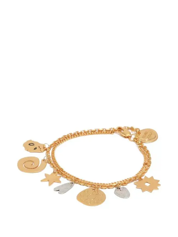 Bimba Y Lola Double Chain Bracelet With Charm Detail - Gold