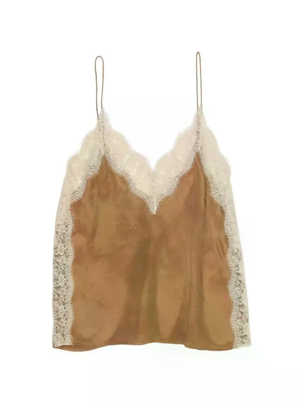 Bimba Y Lola Lace Trim V-neck Camisole - Brown