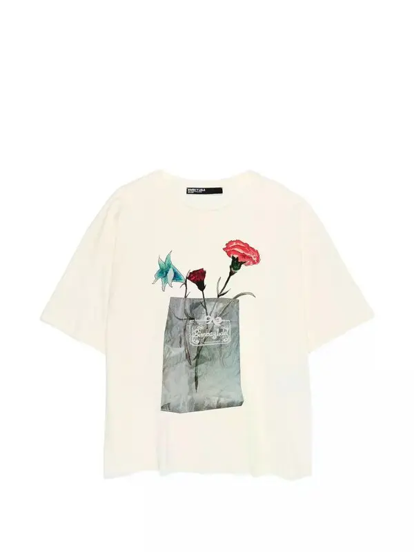 Bimba Y Lola Cream Floral Print T-shirt - Neutrals
