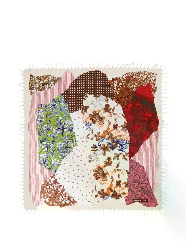Bimba Y Lola Floral Patchwork Scarf - Brown