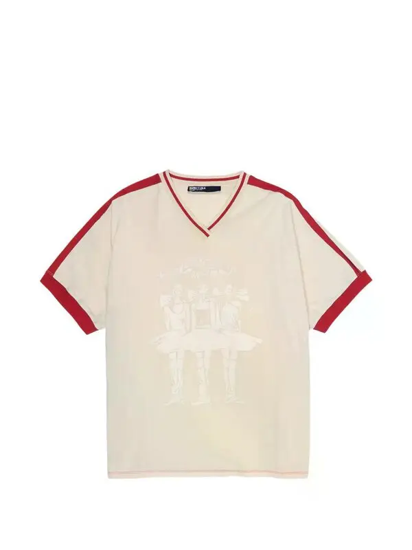 Bimba Y Lola Graphic-print V-neck T-shirt - Neutrals