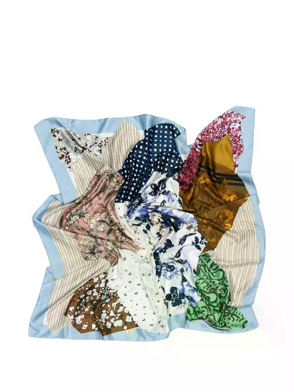 Bimba Y Lola Patchwork-patterned Scarf - Blue