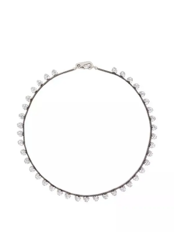 Bimba Y Lola Heart Glass Stone Necklace - Silver
