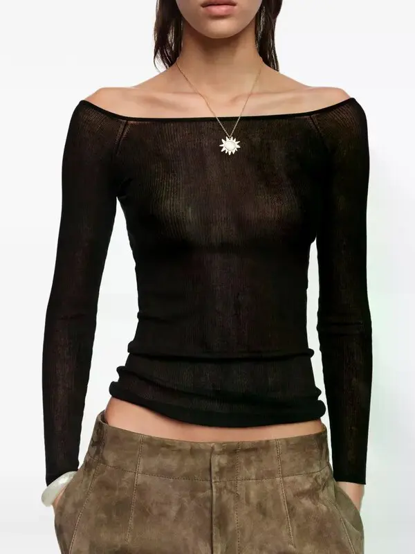 Bimba Y Lola Off-shoulder Ribbed Top - Black