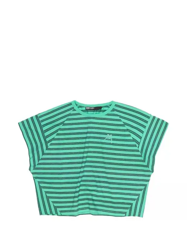 Bimba Y Lola Striped Embroidered T-shirt - Green