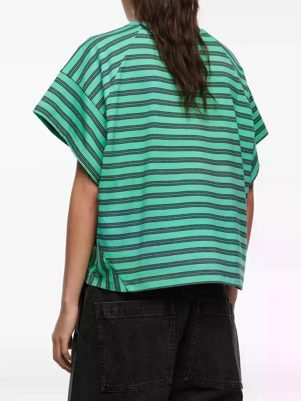 Bimba Y Lola Striped Embroidered T-shirt - Green