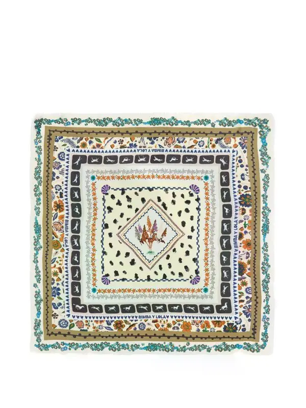Bimba Y Lola Floral Print Scarf - Neutrals