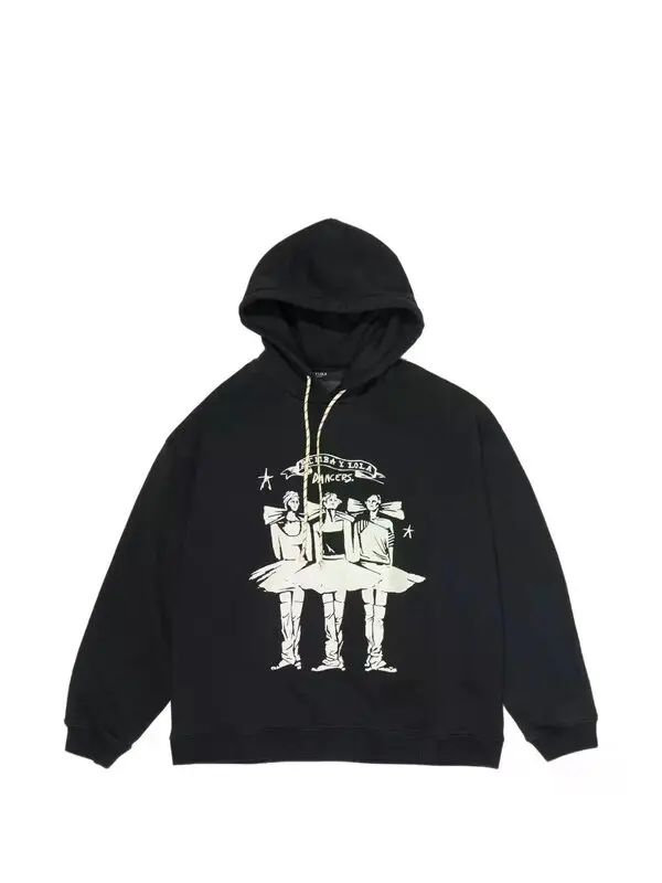 Bimba Y Lola Graphic Print Drawstring Hoodie - Black
