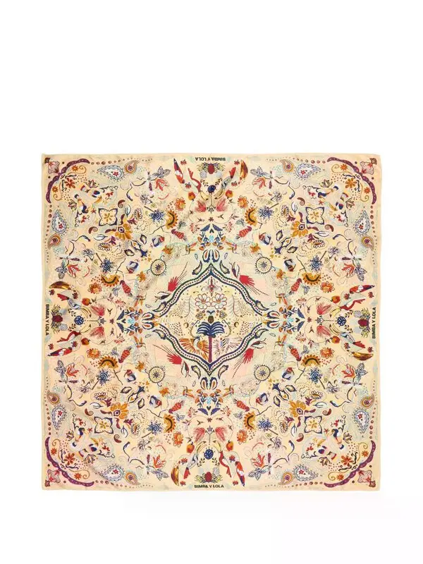 Bimba Y Lola Tropical Birds Patterned Scarf - Neutrals