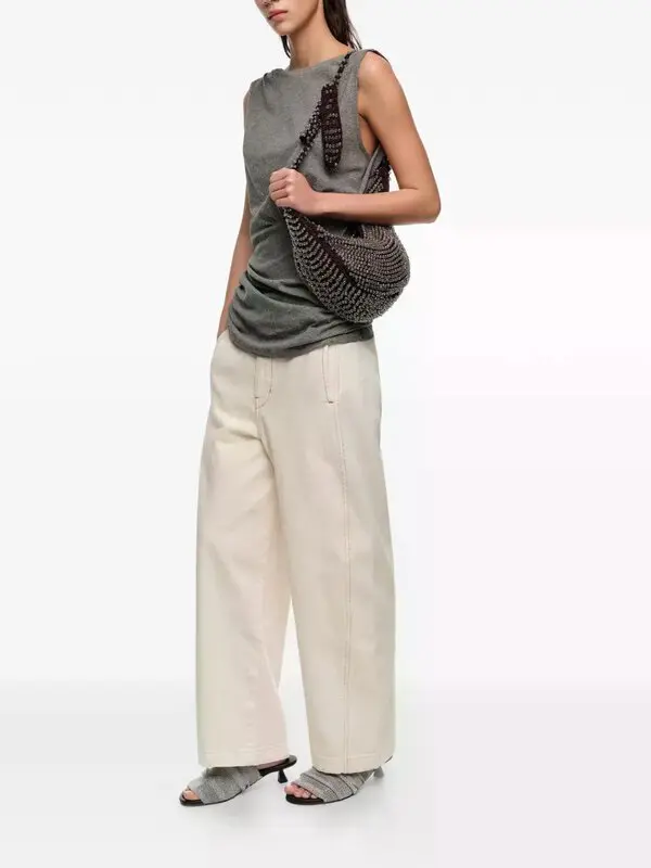 Bimba Y Lola Contrast Stitch Barrel Trousers - Neutrals
