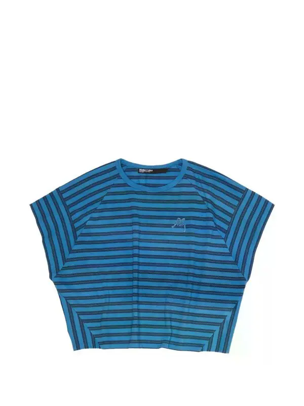Bimba Y Lola Striped T-shirt With Embroidered Logo - Blue