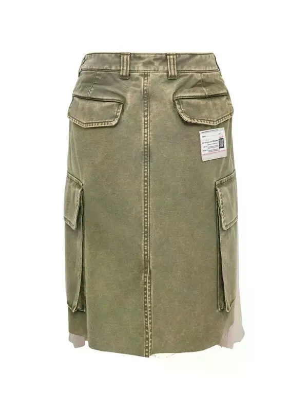 Mihara Yasuhiro Pleated Midi Skirt With Cargo Pockets
