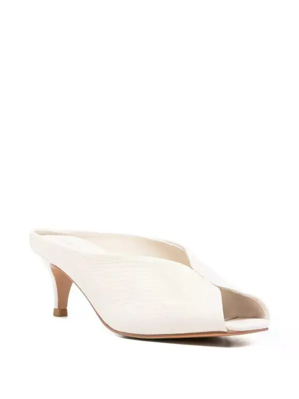 TWINSET Peep-toe Leather Heeled Mules - Neutrals