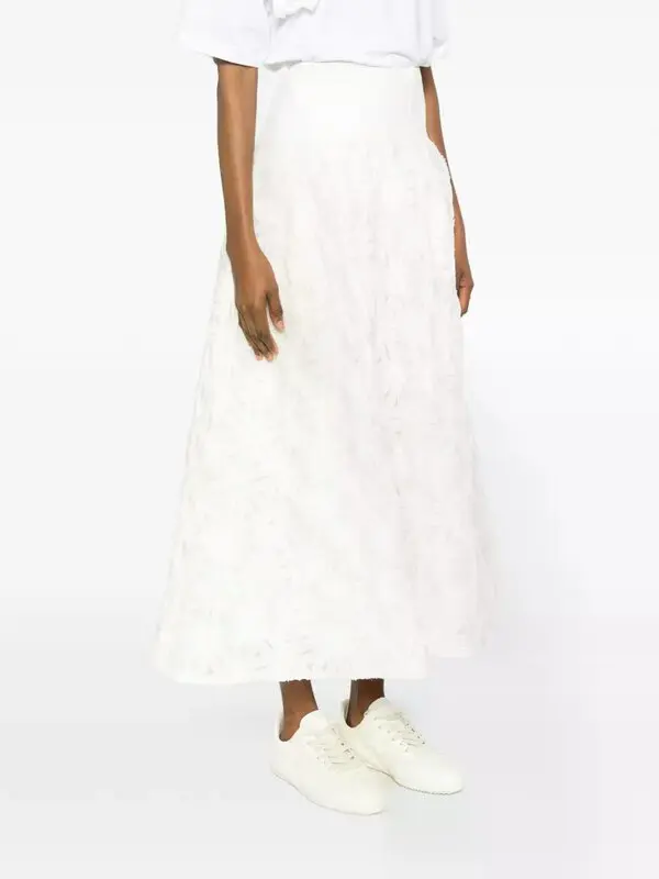 Simkhai Ivory Floral A-line Midi Skirt
